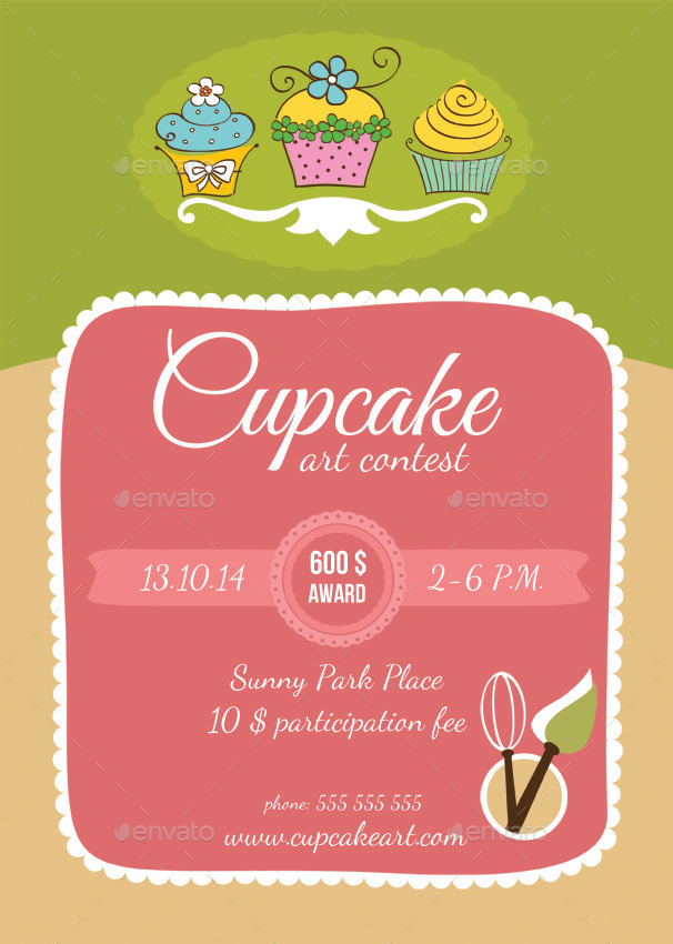 Cupcake Art Contest and Bakery Flyers by ragerabbit | GraphicRiver