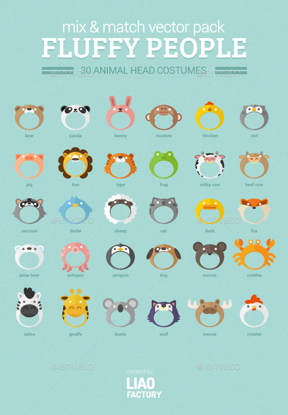 Fluffy People Characters Design Vector Pack by liaofactory | GraphicRiver