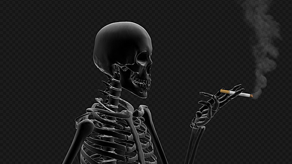 Skeleton Smoking Cigarette - Health Concept by se5d | VideoHive