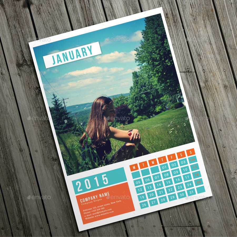 Simple Wall Calendar 2015 by ushihab1989 | GraphicRiver
