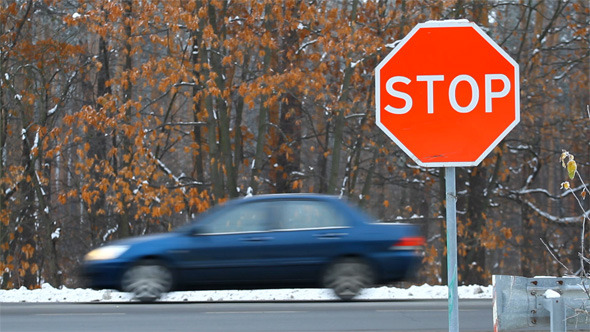 Stop Sign with Traffic Cars by Labrador | VideoHive