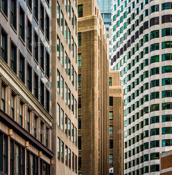 Layers of buildings in Boston, Massachusetts. - Stock Image - Everypixel