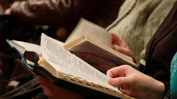Flipping Through Bible At Church by UltraHDenis_new | VideoHive