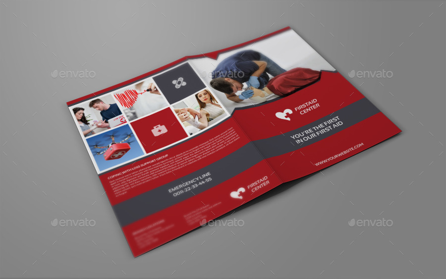 First Aid Brochure Bi-Fold Template by OWPictures | GraphicRiver