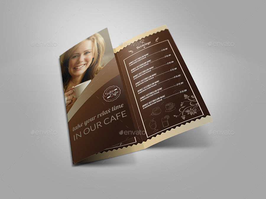 Cafe and Coffee Shop Menu Tri-Fold Brochure by OWPictures | GraphicRiver