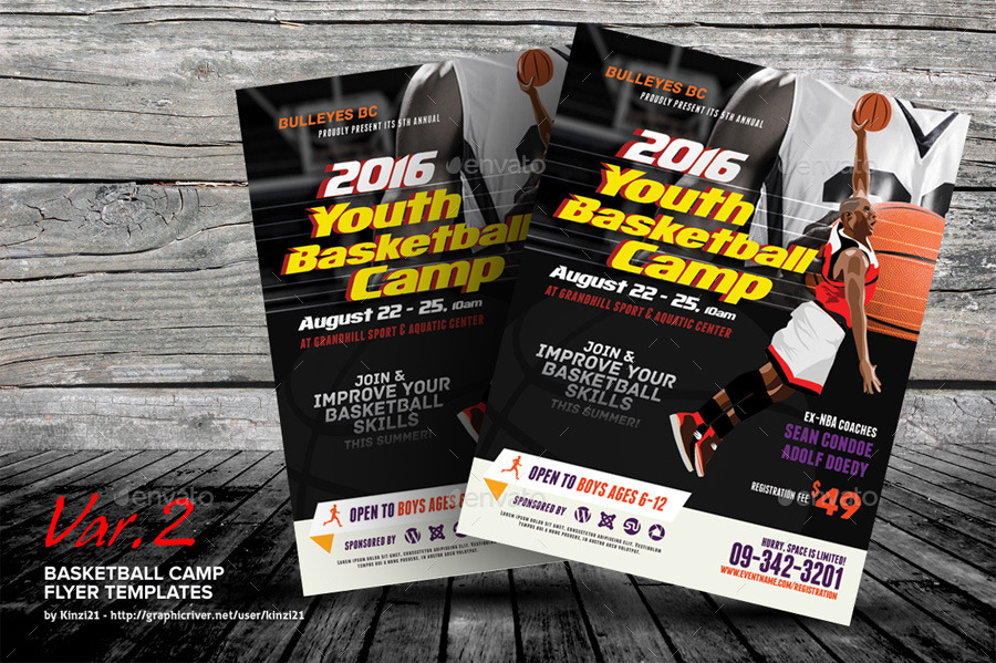 Basketball Camp Flyers by kinzi21 | GraphicRiver