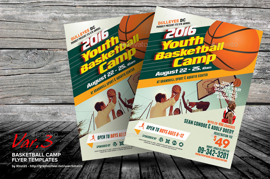 Basketball Camp Flyers by kinzi21 | GraphicRiver
