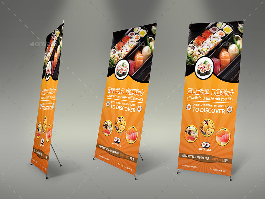 Sushi Restaurant Rollup Signage Banner Template by OWPictures ...