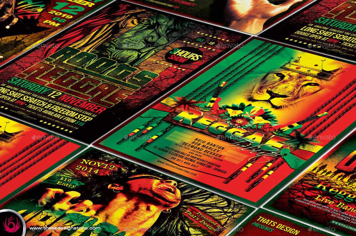 Reggae Concert Flyer Bundle by lou606 | GraphicRiver