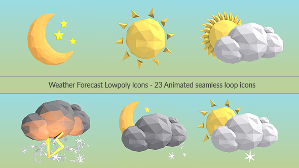 Weather Forecast Lowpoly Icons by pxlzero | VideoHive