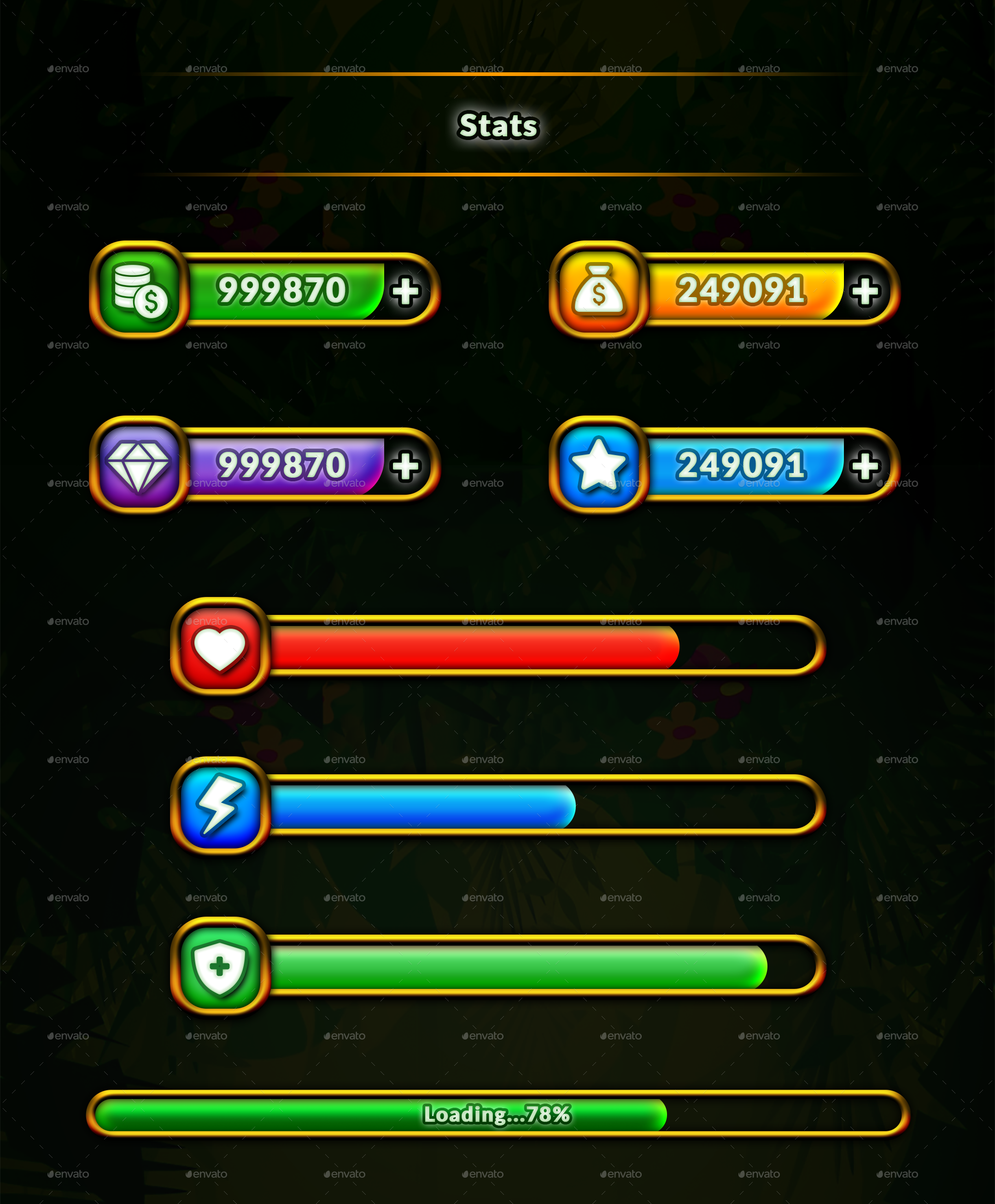 Precious Game GUI Set by Potenzaglobalsolutions | GraphicRiver