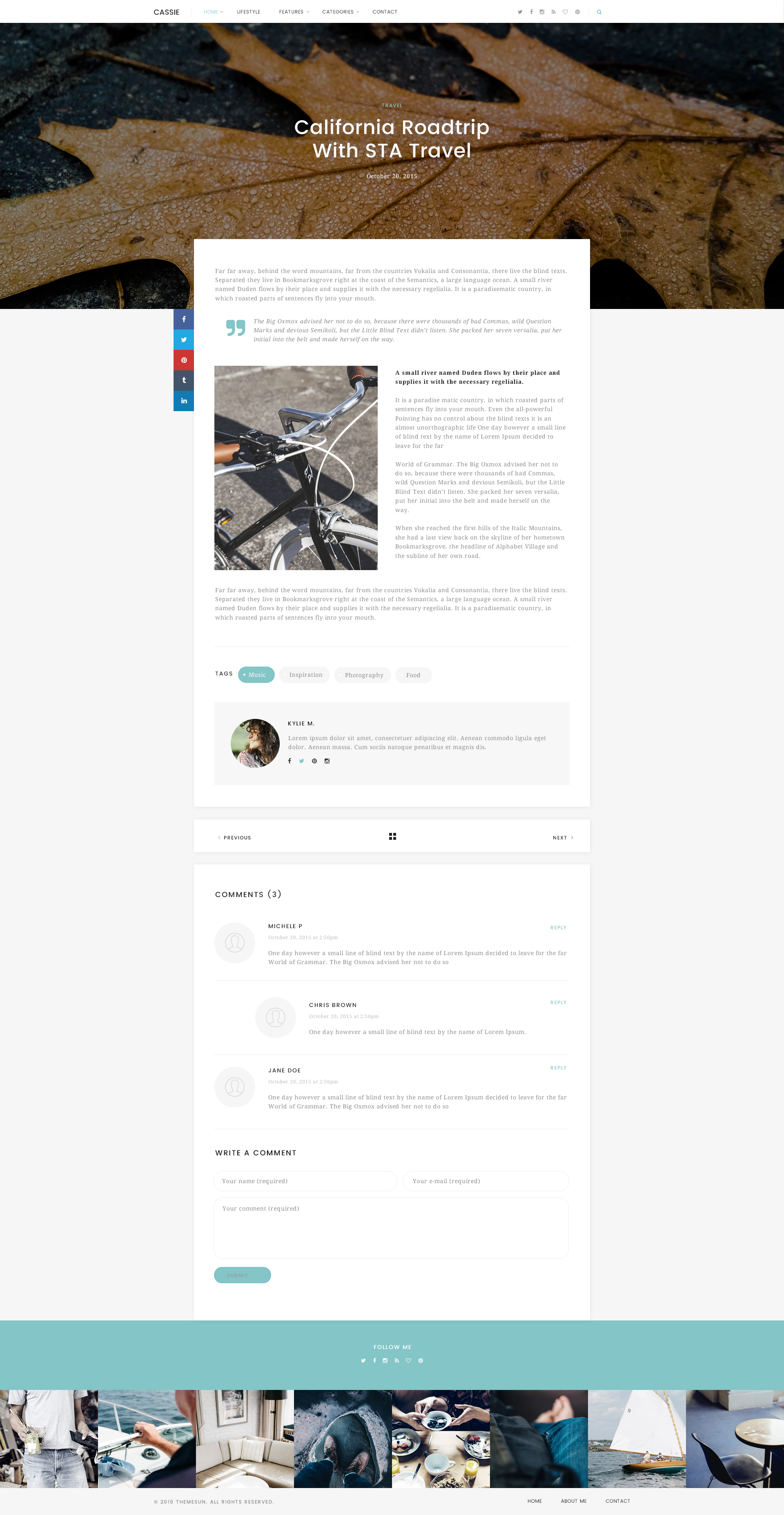 Cassie - An Inspiring Personal Blog PSD Template by ThemeSun | ThemeForest