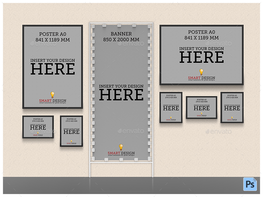 Back Wall Banner & Posters Mock-Up by shockymocky | GraphicRiver