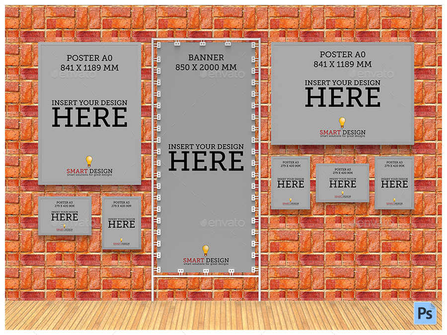 Back Wall Banner & Posters Mock-Up by shockymocky | GraphicRiver