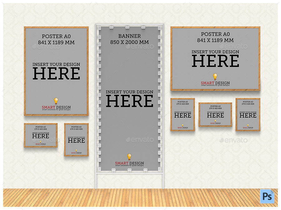 Back Wall Banner & Posters Mock-Up by shockymocky | GraphicRiver