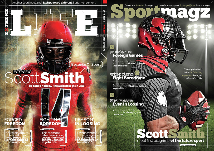 Sport Magazine Bundle (4 in 1) by GreenSocks | GraphicRiver