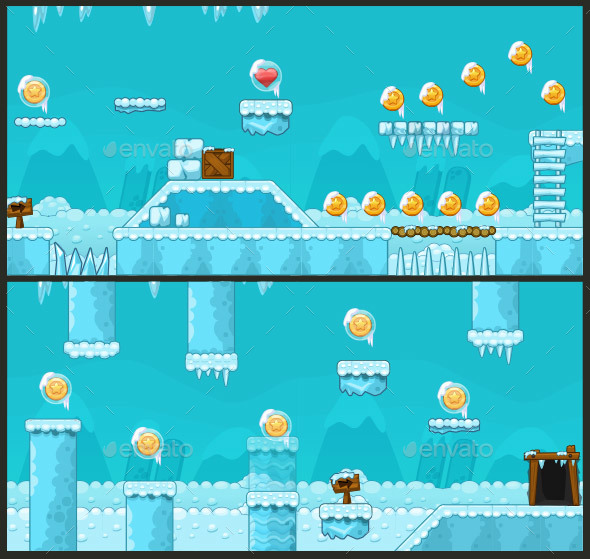 2D Ice Game Platformer Tilesets by storchiana | GraphicRiver