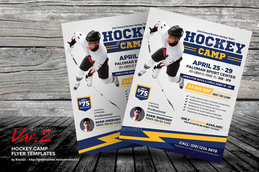 Hockey Camp Flyer Templates by kinzi21 | GraphicRiver