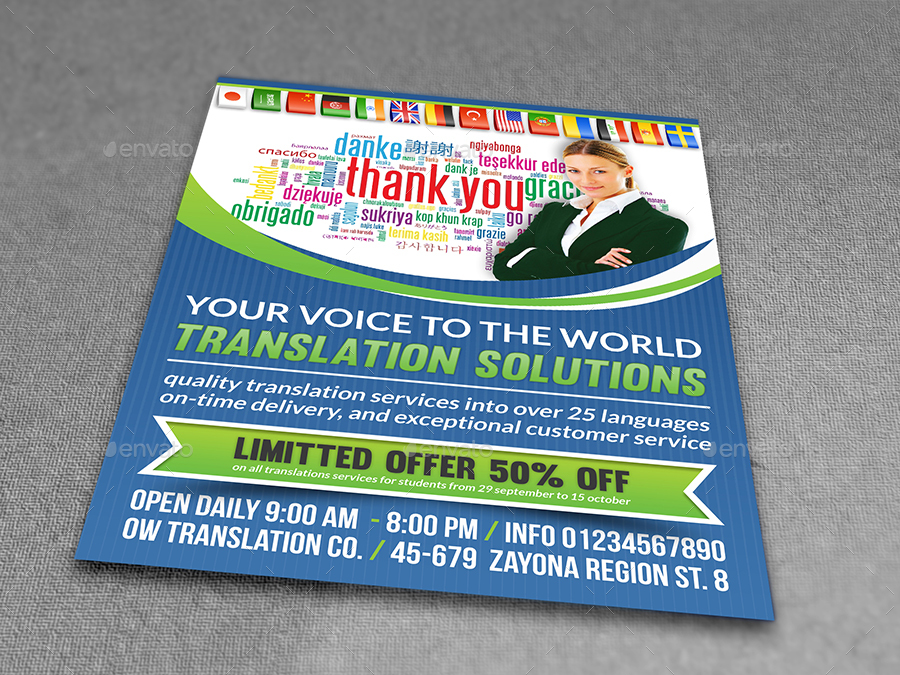 Translation Services Flyer Template by OWPictures | GraphicRiver