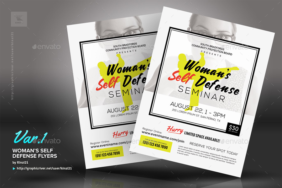 Woman's Self Defense Flyer Templates by kinzi21 | GraphicRiver