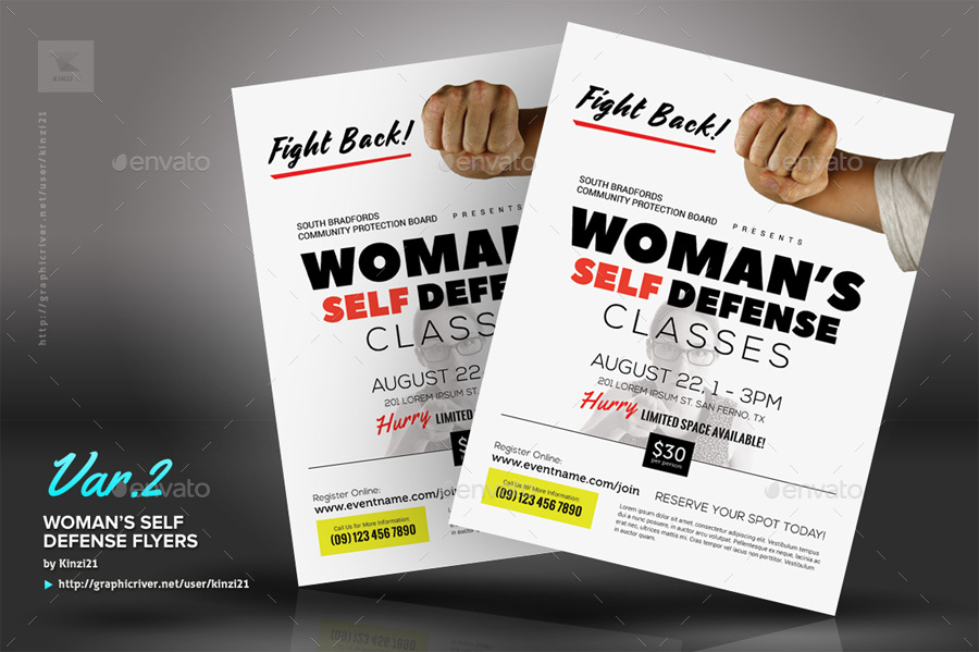 Woman's Self Defense Flyer Templates by kinzi21 | GraphicRiver