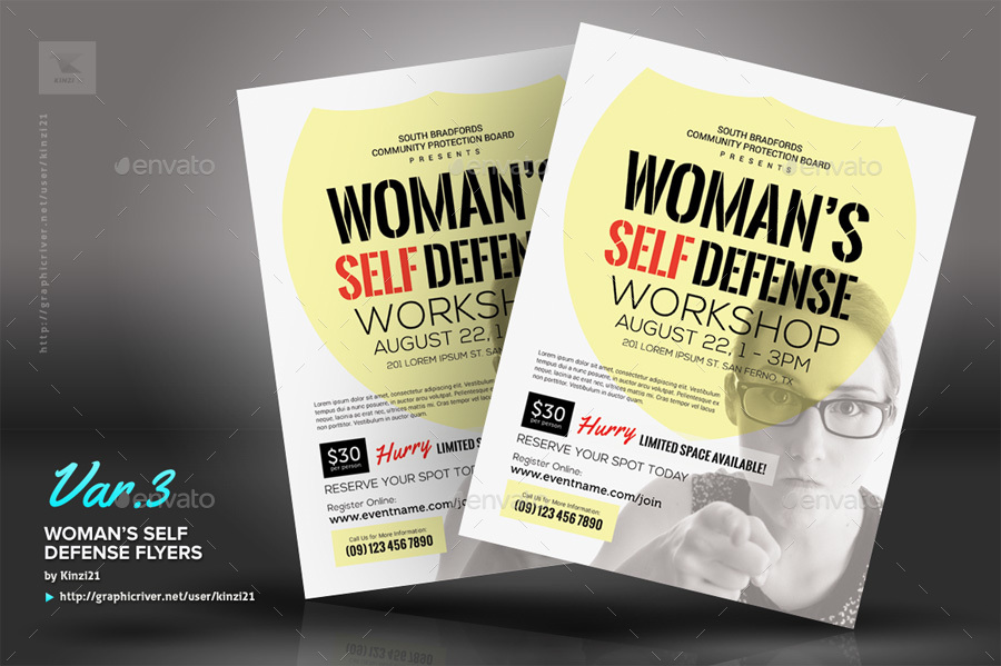 Woman's Self Defense Flyer Templates by kinzi21 | GraphicRiver