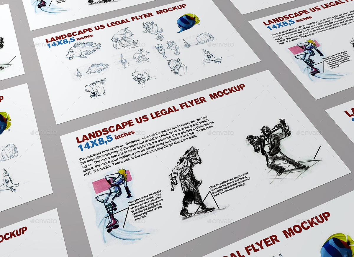 Landscape Us Legal Flyer Mockup by Brahmia | GraphicRiver