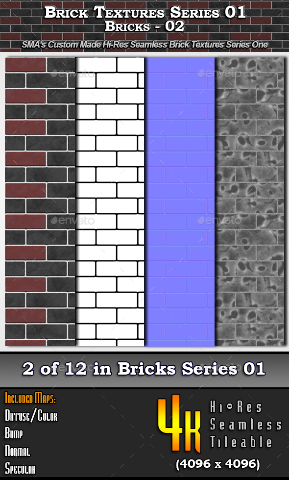 Hi-Res Texture Bricks-02 of Brick Textures - S01 by smabukhari | 3DOcean