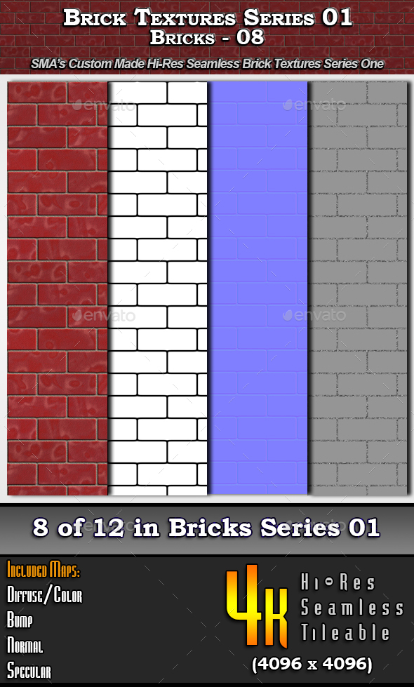 Hi-Res Texture Bricks-08 of Brick Textures - S01 by smabukhari | 3DOcean