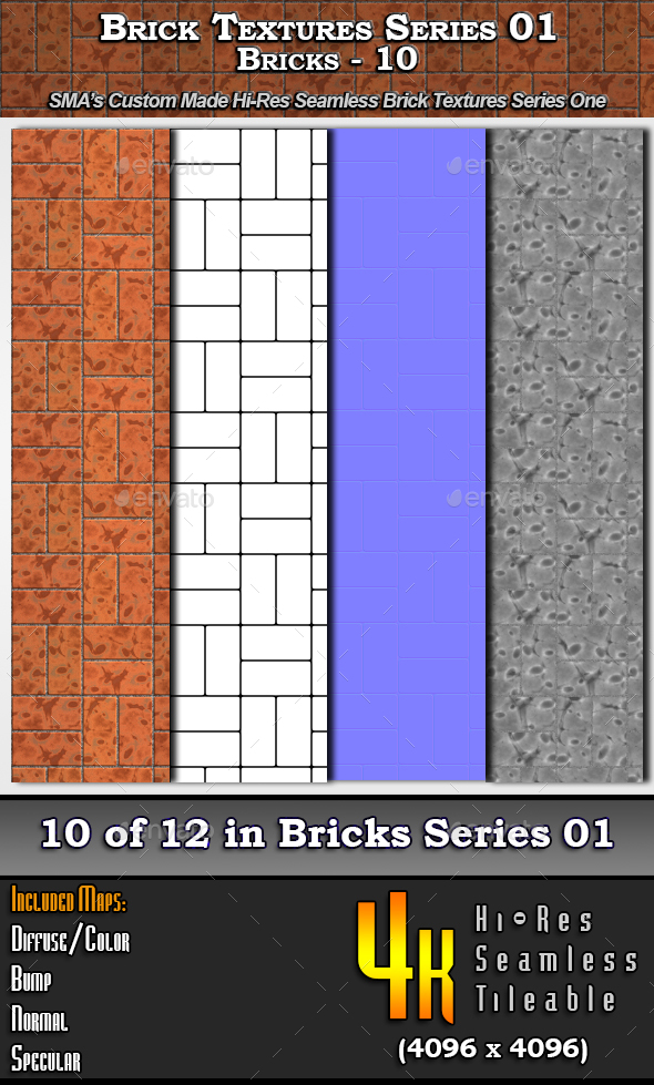 Hi-Res Texture Bricks-10 of Brick Textures - S01 by smabukhari | 3DOcean