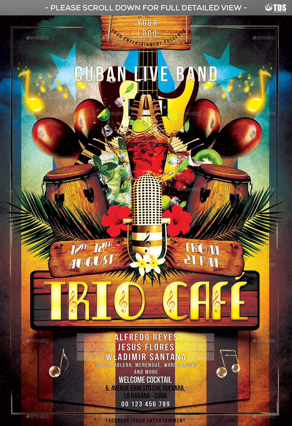 Cuban Live Salsa Flyer Template by lou606 | GraphicRiver