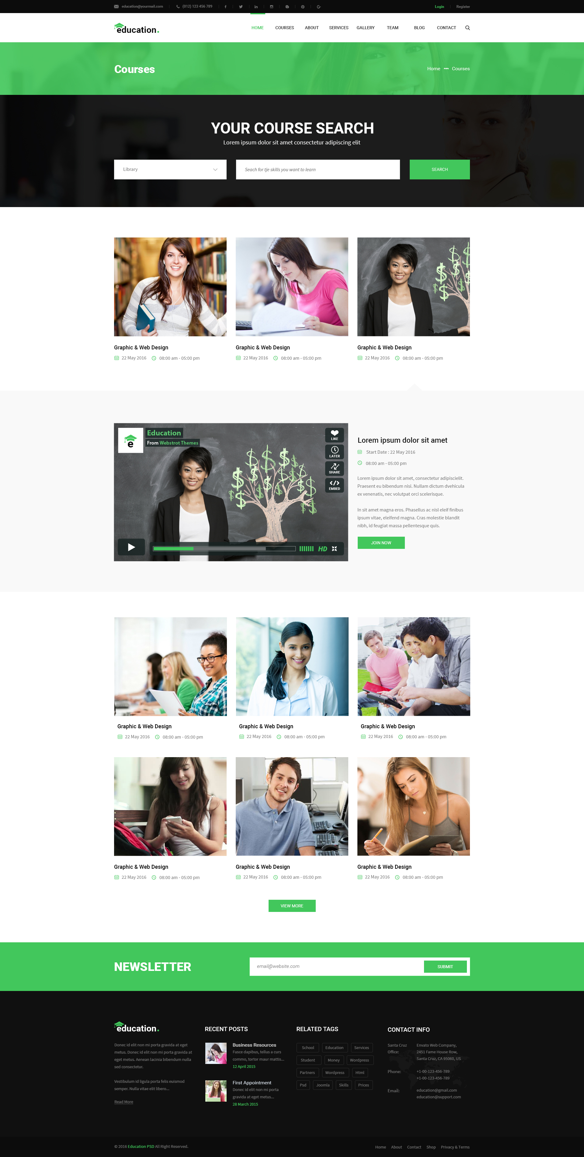 Education - Learning Bootstrap PSD Template - PSD Templates