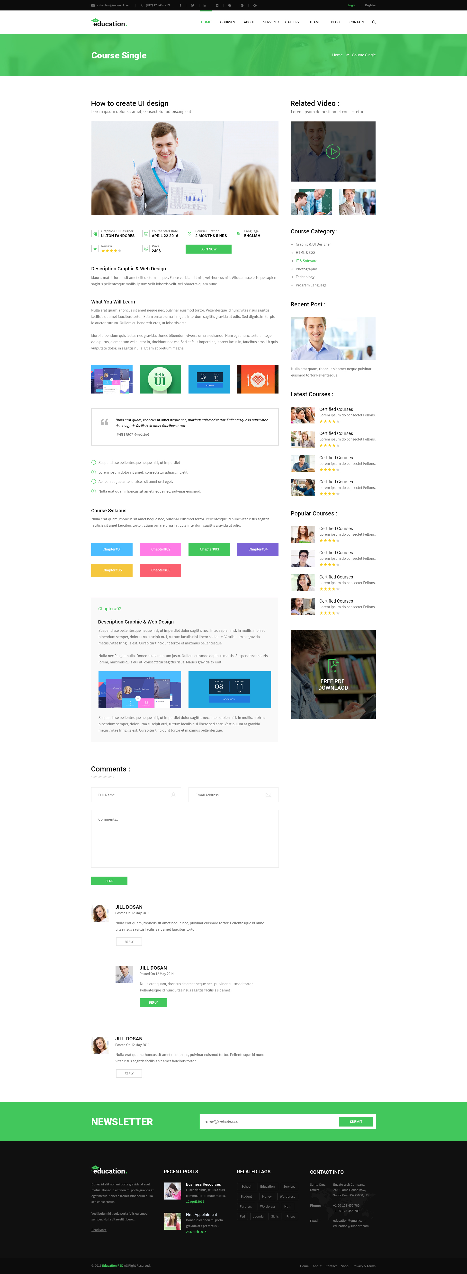 Education - Learning Bootstrap PSD Template - PSD Templates