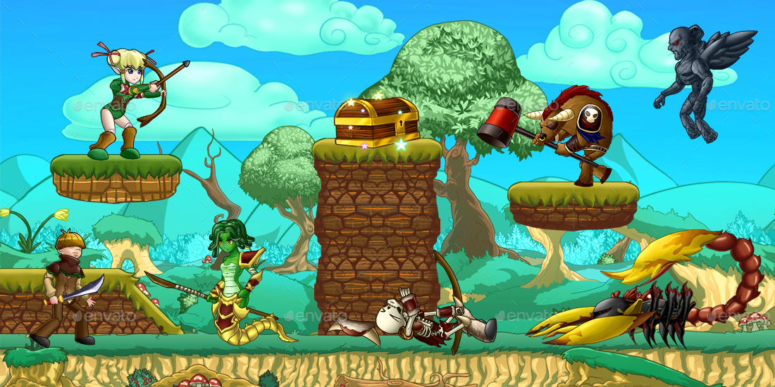 2D Platformer Fantasy Game Kit 3 of 3 - Sprites, Backgrounds & More by ...