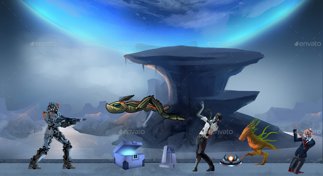 2D Platformer Futuristic Game Kit 2 of 3 - Aliens, Robots & Zombies by ...