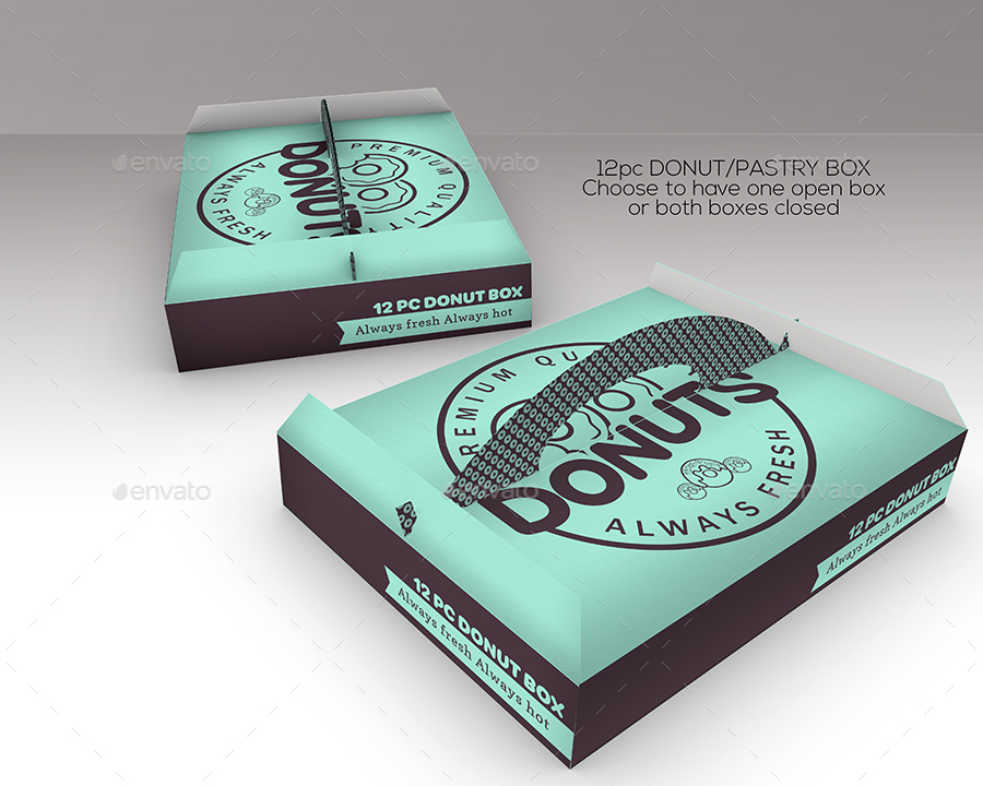 Food Pastry Boxes Mock Up Bundle: Take out Packaging Mock Ups by ina717