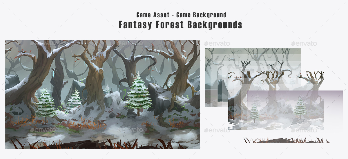 6 Forest 2D Game Backgrounds - Parallax and Stackable by Space_Gecko