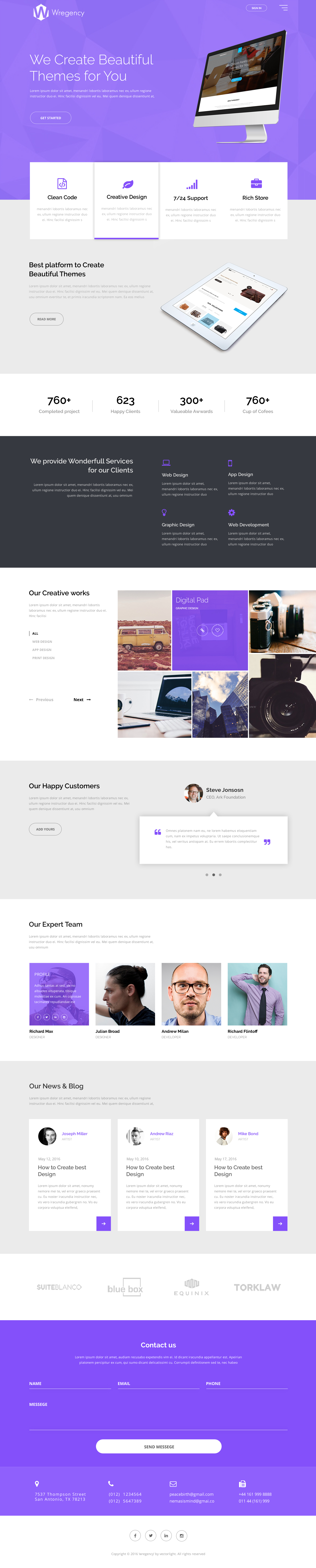 Wregency Multipurpose One Page Psd Template by nobin10 | ThemeForest