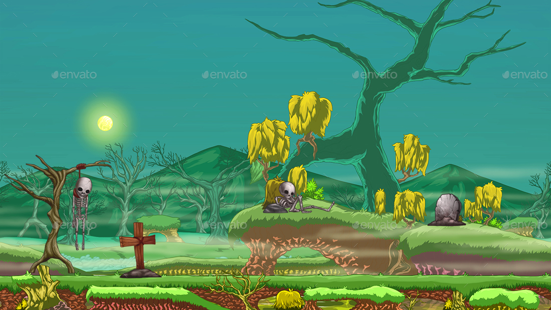 2D Platformer Swamp Game Background with Tile Sets & Objects by Space_Gecko