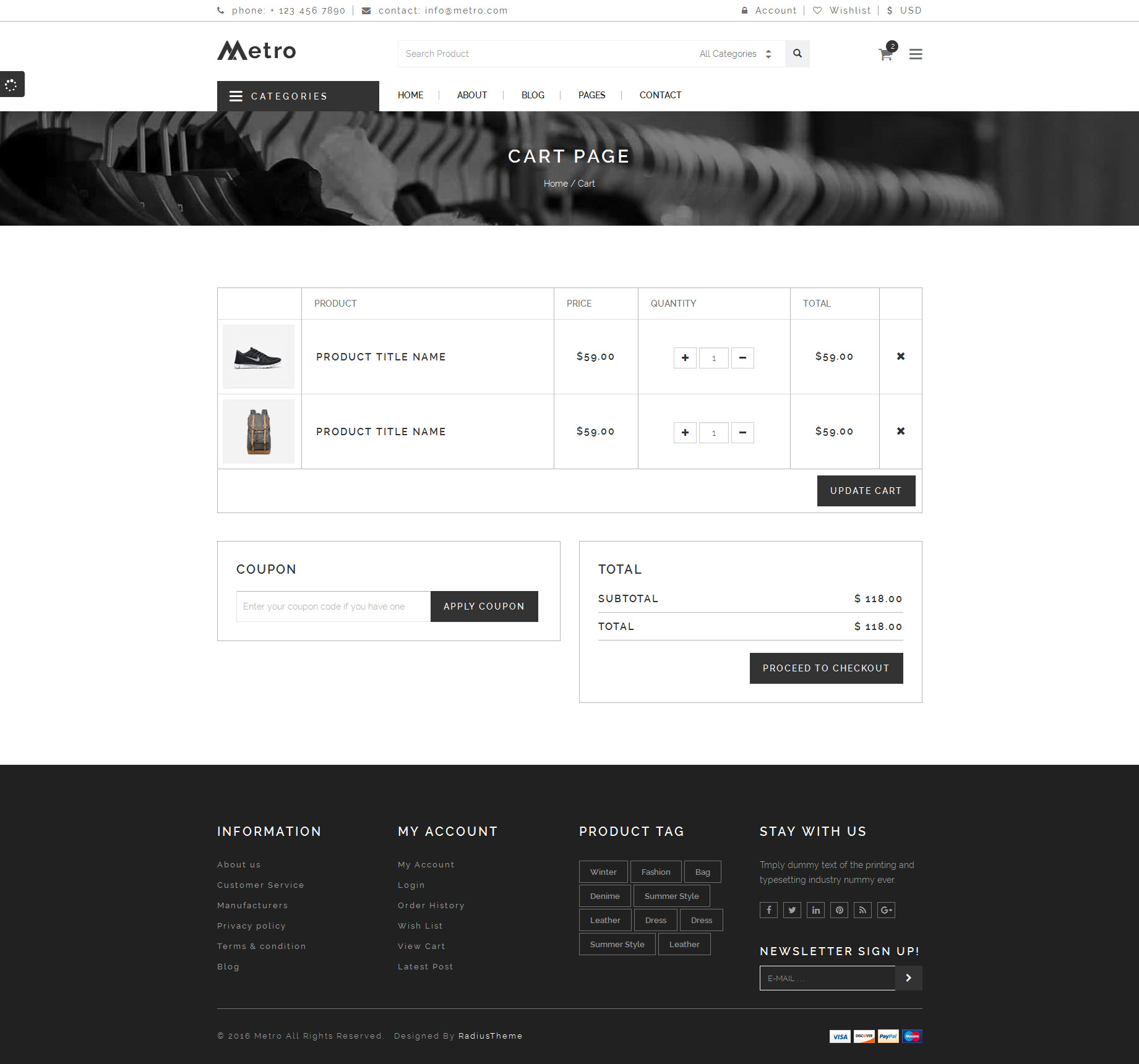 Metro - E-Commerce HTML5 Template by RadiusTheme | ThemeForest