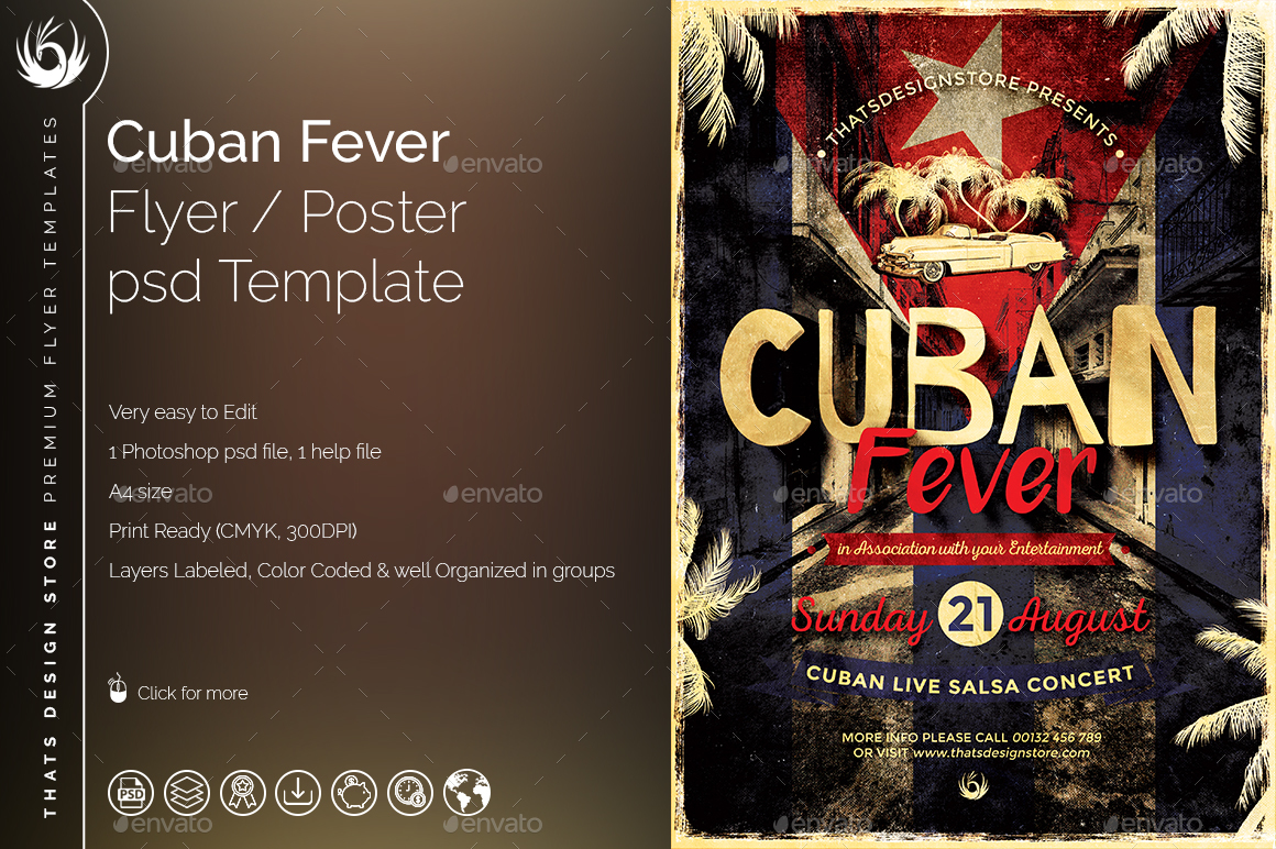 Cuban Fever Flyer Template by lou606 | GraphicRiver
