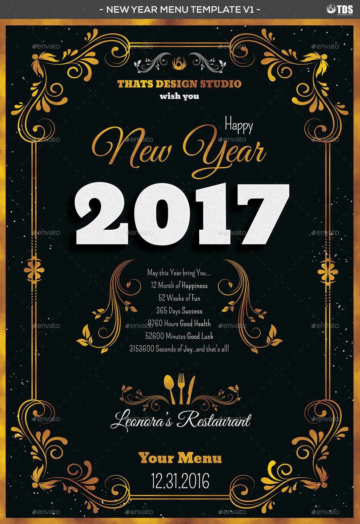 New Year Menu Template V1 by lou606 | GraphicRiver