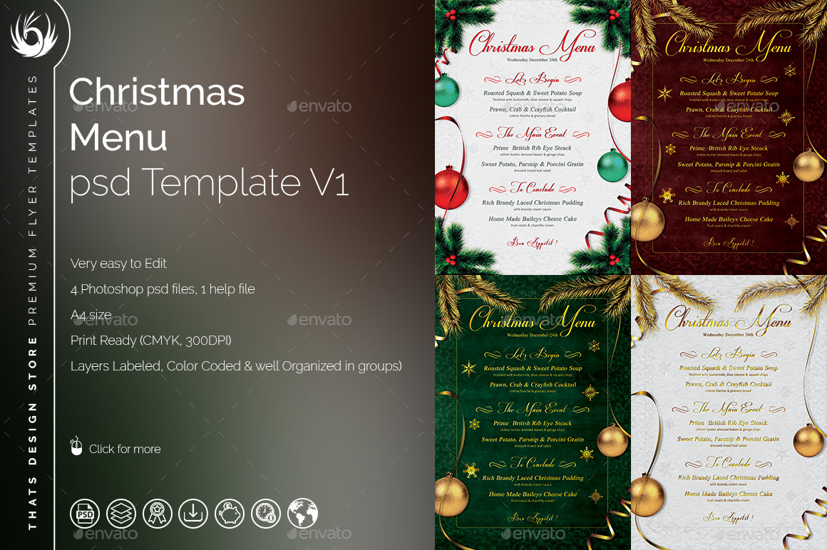 Christmas Menu Template V1 by lou606 | GraphicRiver