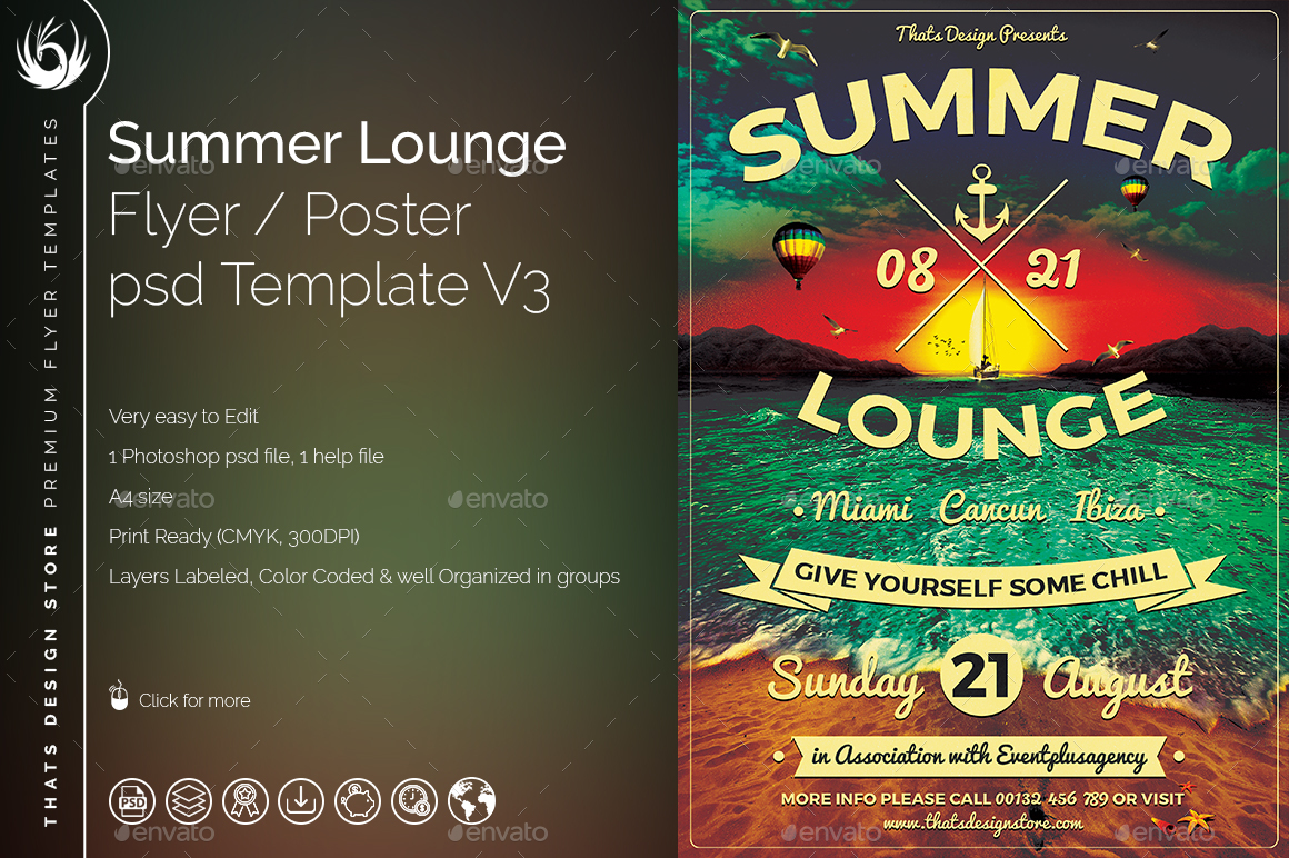Summer Lounge Flyer Template V3 by lou606 | GraphicRiver