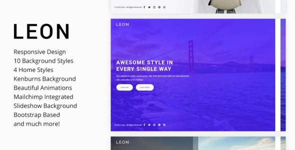 Leon - Responsive Coming Soon Template by Bonumia | ThemeForest