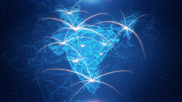 Map of The India With The Animated Background by rodionova | VideoHive