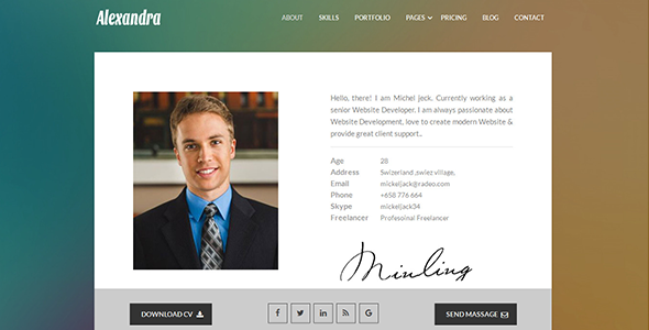 alexandra – Portfolio template and Resume cv (Site Templates) | Search ...