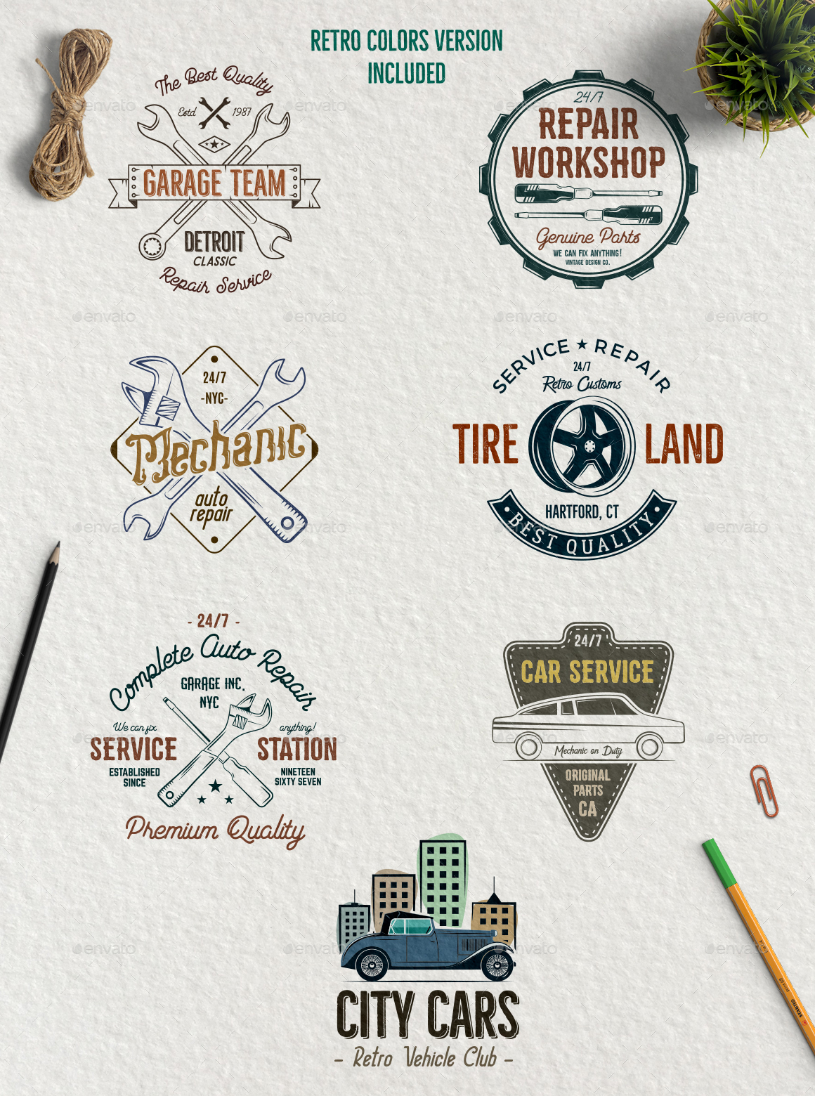 Car Service Badges & Elements by JeksonJS | GraphicRiver