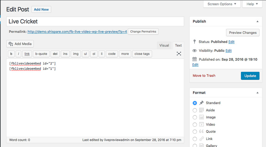 Facebook Live Video Auto Embed for WordPress by shispare | CodeCanyon