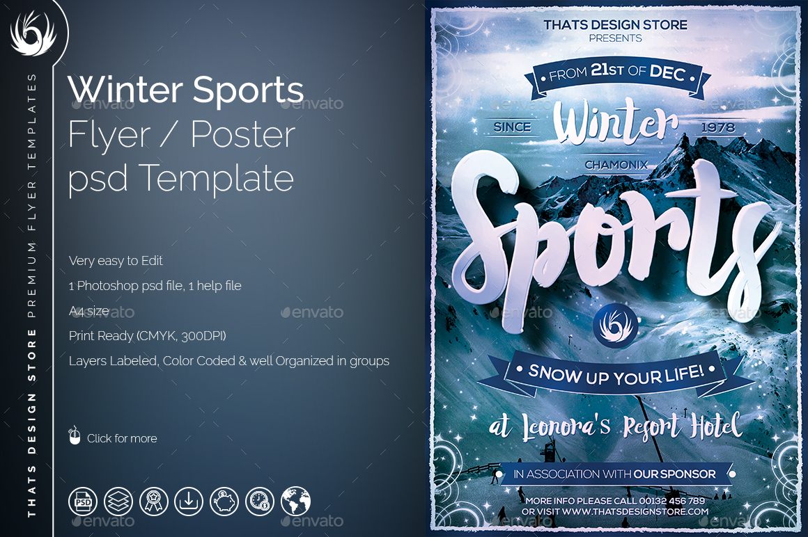 Winter Sports Flyer Template by ThatsDesign | GraphicRiver